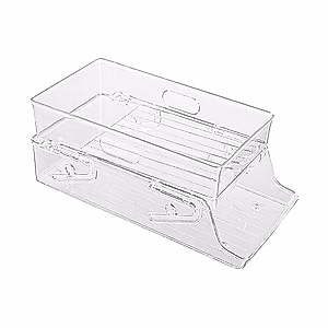 JISADER Clear Fridge Storage Organiser 2 Layer Beverage Can Organizer Automatic Can Holder Drinks Beer Cans Storage for Kitchen Refrigerator