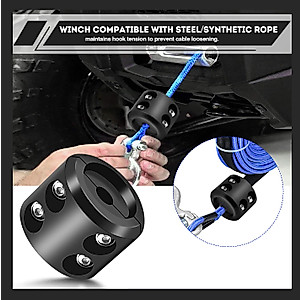 Winch Stopper for Cable. Truck UTV ATV Rubber Winch Cable Stopper, Protects Towing Hook, Synthetic Rope, Cable Line from Wear or Damage, Hawse, Bumper. Quick Installation with Tools. (black)