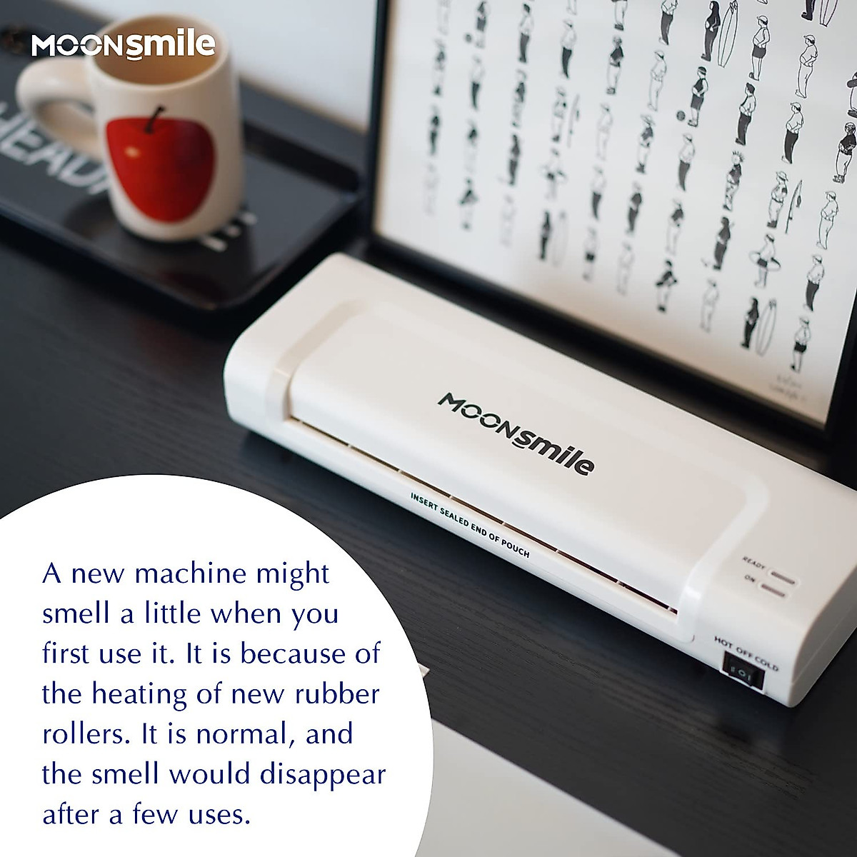 Laminator Machine with 30 Laminating Sheets, Moonsmile 9 Inch Thermal Laminating Machine for Home Office School, Hot & Cold, Light Weight, Portable, Never Jam, Quick Warm Up, White