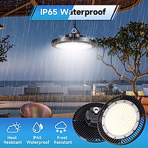 THELUX Super Bright UFO Led High Bay Light 200W 30000Lm 5000K,100V-277V, Daylight with Plug, High Bay Led Lights for Warehouse Workshop Factory Barn Logistics Center 6 Pack with FCC certificated