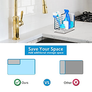 FixOwl Kitchen Sink Caddy Organizer 304 Stainless Steel Sponge Holder Dish Soap Brush Scrubber Countertop Rack, Rustproof, Silver