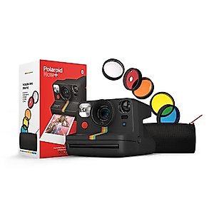 Polaroid Now+ Black (9061) - Bluetooth Connected I-Type Instant Film Camera with Bonus Lens Filter Set