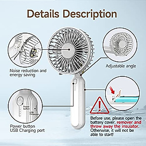 WIXAS Handheld Fan, Mini Portable Foldable Fan, Pocket Battery Rechargeable Hand Fan, for Travelling and Eyelash Fan 2000Ah(Cyan)
