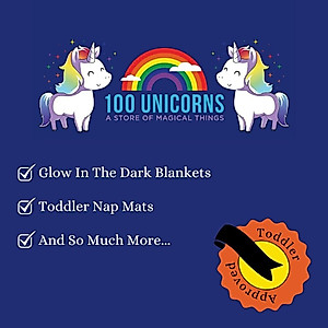 100 UNICORNS Glow in The Dark Unicorn Blanket | Ultra Soft | A Plush, Cozy & Fluffy Throw | Fun Gift for The Birthday Girl | Great Addition to Your Kids or Baby Bedroom Decor and Toys | Pink & Purple