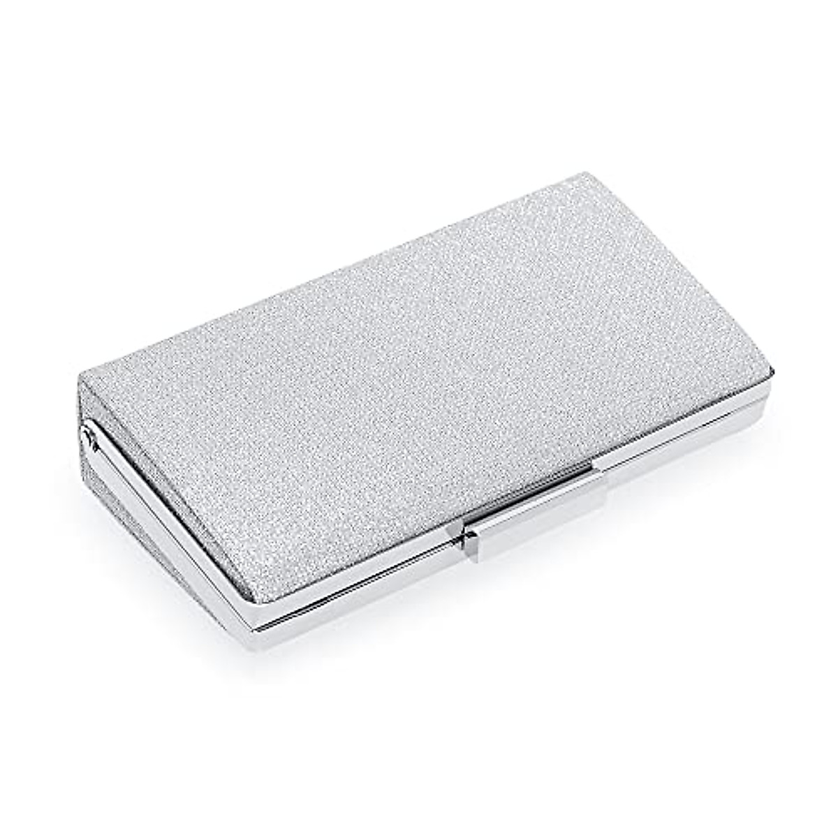 IXEBELLA Glistening Clutch Purse for Women Evening Bag Small Formal Cocktail/Prom/Wedding Party Clutch (Silver)