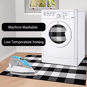 EARTHALL Buffalo Plaid Rugs 8'x10', Black and White Area Rug, Cotton Hand-Woven Checkered Area Rug, Washable Outdoor Rug Farmhouse/Front Porch/Living Room/Laundry Room/Bedroom (91''x120'')