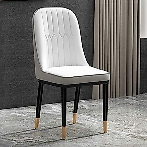 RILOOP Dining Chairs High Back Kitchen Chair Pu Leather Modern Desk Chair Metal Legs Load-Bea150Kg Corner Chairs/White
