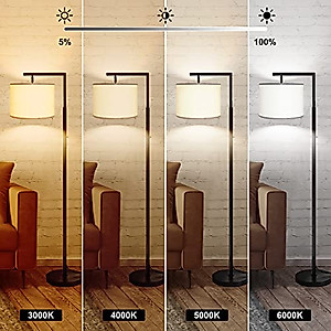 Deeak Floor lamp,Stepless Brightness &4 Color Temperature Modern Standing Shade Led Floor Lamp with Remote & Rotary Control for Living Room,Office and Bedroom(9W LED Bulb Inclued),Black