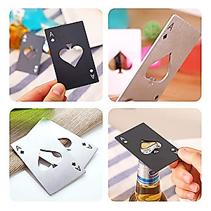 Airoads Ace Of Spades Bottle Opener Credit Card Size Pocker Cap Opener Portable Stainless Steel Can Opener (2 Pack Black & Silver)