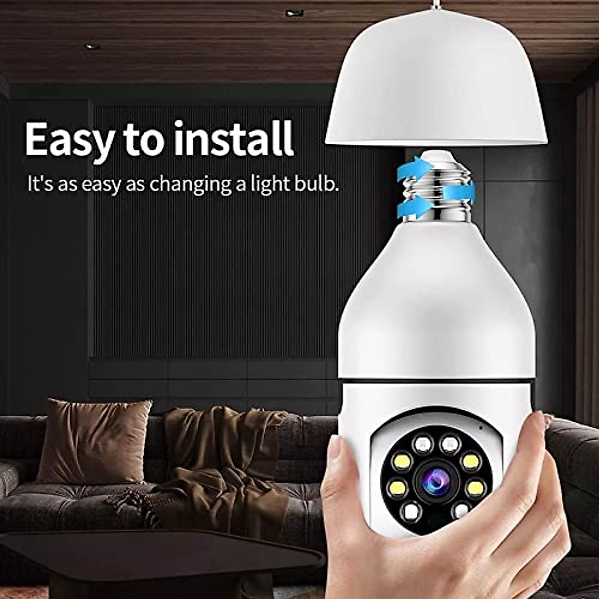 ufehgfjh E27 Light Bulb Camera with Memory Card 2.4GHz WiFi Outdoor, HD 1080P Camera Securi-ty Camera 2-Way Audio, 360° Home Warehouse Cameras, Full Color Day & Night (16G Memory Card)