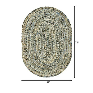 Unique Loom Braided Chindi Collection Casual Modern Blue Oval Rug (4' 0 x 6' 0)