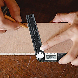 2 Pieces Digital Angle Finder Protractor 2 in 1 Angle Finder Ruler with Large LCD Display DIY Angle Measuring Tool Construction Protractors for Woodworking Carpenter 200 Mm/ 7.87 Inches