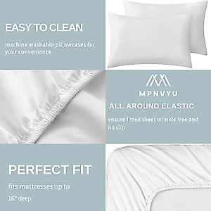 MPNVYU Train Kids Boys Sheets Twin XL Sheet Set, Steam Engine Bed Sheets, Locomotive Bedding Bedroom Decor, Soft Microfiber Deep Pocket Fitted Sheet & Flat Sheet & 1 Pillowcase