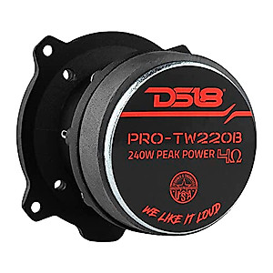 DS18 PRO-TW220B 3” PRO Aluminum Super Bullet Tweeter - 240 Watts Max 120 Watts RMS with Built in Crossover - Extremely high 104 dB Rating - 2 Speakers