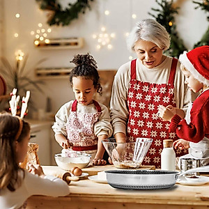 AUDANNE Frying Pan with Lid, 12 inches Large Stainless Steel Honeycomb Skillet with Handle - Induction Cooking Fry Pans, Black 12"