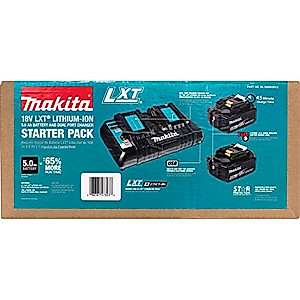 Makita BL1850B2DC2 18V LXT® Lithium-Ion Battery and Dual Port Charger Starter Pack (5.0Ah)