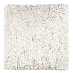 Safavieh Collection Shag Modish Metallic Snow 20" Throw Pillow, 22"x22"