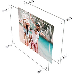 Ludery 11x14 Clear Acrylic Wall Mount Floating Frameless Picture Frame, Frameless Photo Frame Panel For Degree Certificat, Artwork,Family Portraits(Full Frame is 13x16)-1Pack