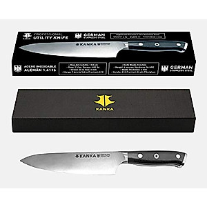 KANKA Grill 5" Utilility Kitchen Knife - Professional German Stainless Steel With Premium Fiberglass Handle, Razor Sharp, 4 ounces