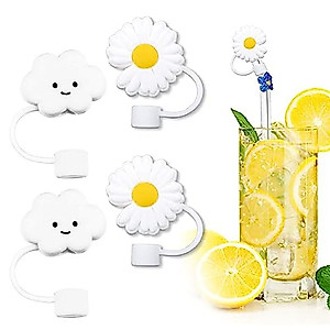 Flower Straw Cover Cap for Stanley Cup Silicone Straw Topper Compatible with 30&40 Oz Tumbler with Handle,Straw Tip Covers 10mm 0.4in for Straw Tip Covers (8Pcs Straw Cover)