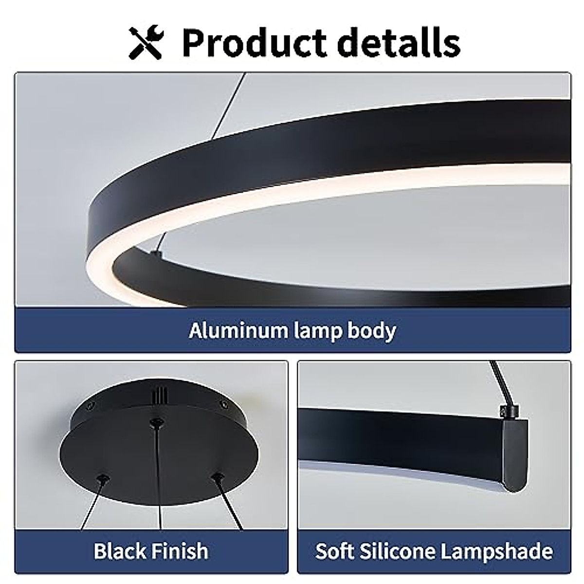 SHIKHO Modern LED Pendant Light Fixture Remote Control Dimmable 3000-6000K Black Chandelier Adjustable Hanging Light for Living Room Dining Room Kitchen Island Bedroom Foyer