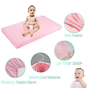 EXQ Home Fitted Baby Crib Sheets for Boys Girl, Standard Crib Mattress Sheet Soft Breathable Toddler Bed Sheets, Cozy Microfiber Toddler Cot Sheet (28x52x8in Pink)