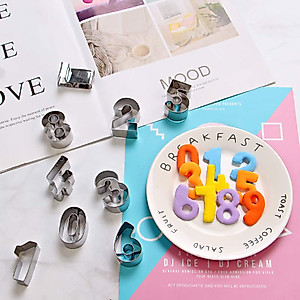 SurgeHai Mini Number Cookie Cutters –1.7" Stainless Steel Cake Decorating Small Number Cutters with Cut-Outs, 9-Piece Set