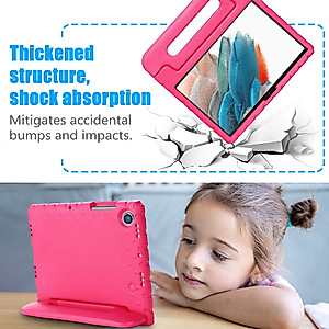 BOWOSEN Kids Case for Samsung Galaxy tab a8 10.5 Inch, Heavy Duty Shockproof Rugged Case with Handle Holder, Samsung Galaxy tab a8 10.5 Tablet Case 2022 (x200/205/207). Pink