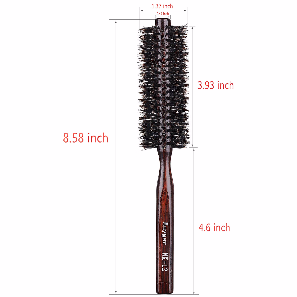 PERFEHAIR Soft Boar Bristle Round Brush for Fine, Thin Hair or Beards - 1.3 inch for Drying, Styling, Curling, Adding Volume