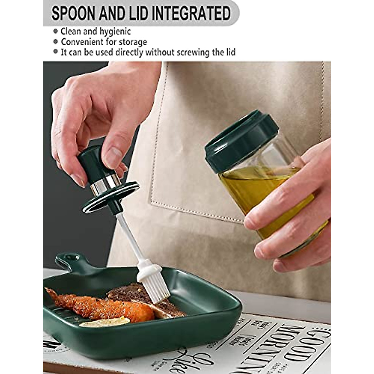 COCOMK Condiment Container Seasoning Box Set of 3,Spice Jars Spoon Salt Sugar Storage Pots (3)