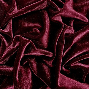 Princess Burgundy Polyester Spandex Stretch Velvet Fabric for Bows, Topknots, Headwraps, Scrunchies, Clothes, Costumes, Crafts - 10001