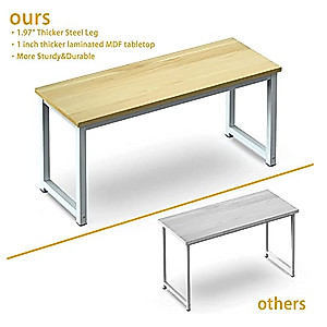 NSdirect Modern Computer Desk 63 Inch Large Office Desk, Writing Study Table for Home Office Desk Workstation Wide Metal Sturdy Frame Thicker Steel Legs, White