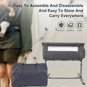 Familypoint Baby Bassinets Bedside Sleeper, Bedside Bassinet for Baby, Bedside Crib with Soft Mattress, Safety Adjustable and Easy to Assemble with Portable Travel Bag, Baby Bassinet for Baby