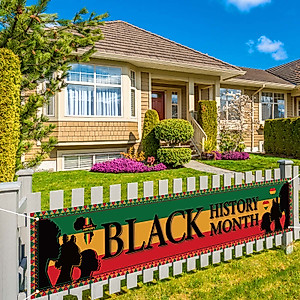 Happy Black History Month Banner for Fence African American Decoration Yard Garage Black Red Yellow Party Decorations Black Girl Holiday Deocr and Supplies