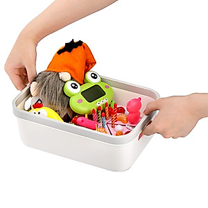 Elsjoy Set of 6 Plastic Storage Bin, 10"x 7"x 4" Classroom Storage Basket Cabinet Storage Bin with Handle, White Shelf Organizer Bins for Bathroom, Office, School