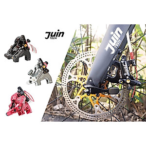 Juin Tech F1 Cable Actuated Hydraulic Bicycle Bike Disc Brake Caliper Set Extra Lightweight Hybrid Brake Set for Flat-Mount Road/Cyclocross/Gravel/E-Bike/Folding Bike use w/160mm 6" rotors (Gray)