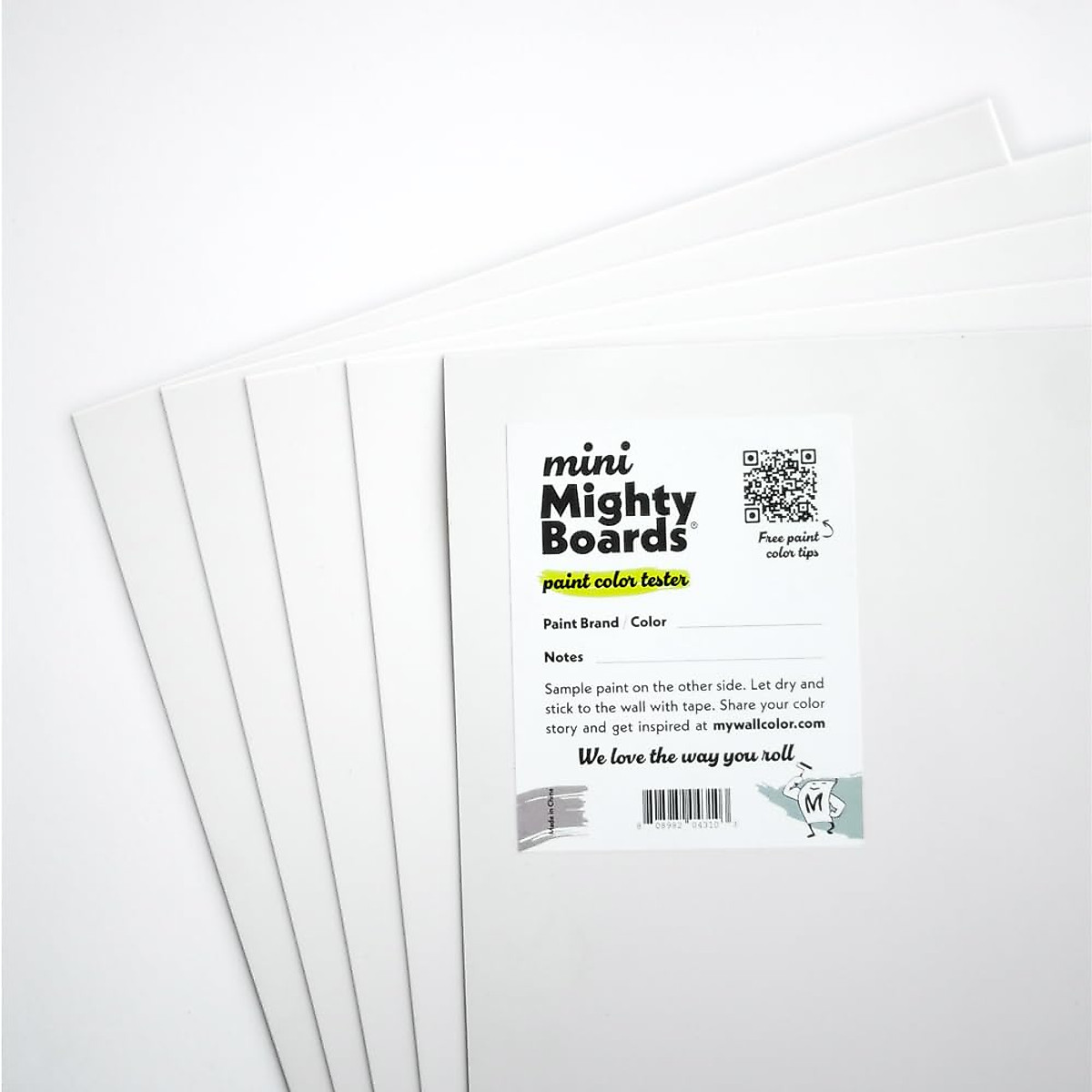 Mighty Board Minis Polystyrene Paint Color Test Panels, 12" x 9", Set of 5, White