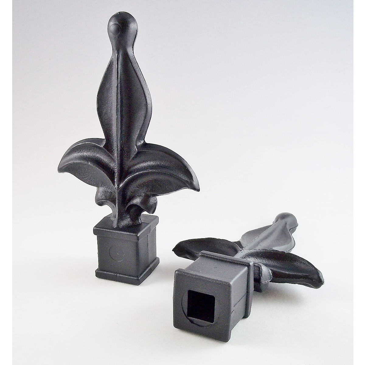 Retrospec Creations 10 Each for 1/2” Black Plastic Finial Tops for Iron Picket Fence Fleur De Lis – #1-60