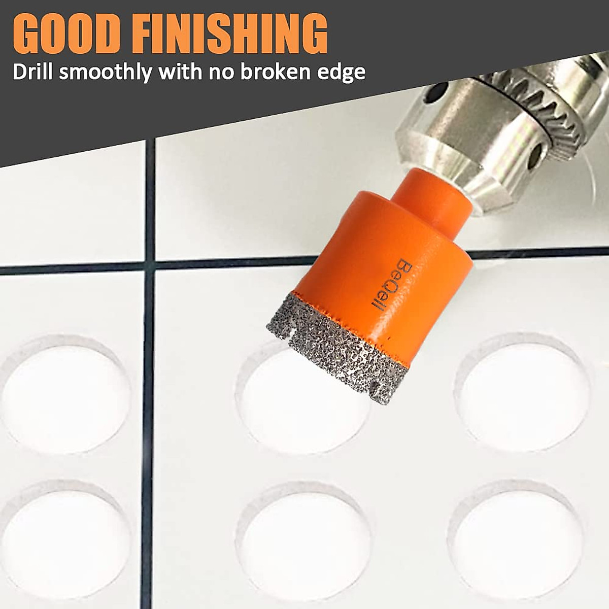 Tile Hole Saw Kit Triangle Shank Diamond Drill Bits Set for Porcelain Tile Ceramic Marble Brick Granite Stone,6/8/10/25/35/38/50/65mm+35mm 5/8-11 Beveling Chamfer Bit Cone Tile Bit+Adapter