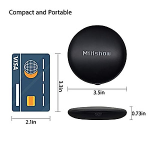 Milishow Travel Mirror with LED Lighted, 1x/10x Magnification Compact Mirror with Light, 2-Sided Illuminated Folding Round Mirror, Handheld Pocket Makeup Mirror