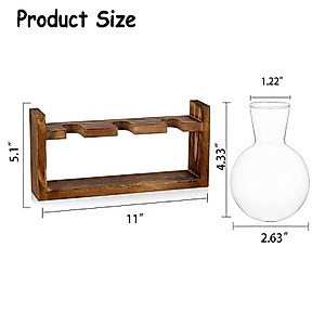 Kingbuy Plant Propagation Station Glass Terrarium Planter Flower Vase with Retro Solid Wooden Stand for Home Kitchen Indoor Garden Wedding Desktop Decor, 3 Bulb Vase