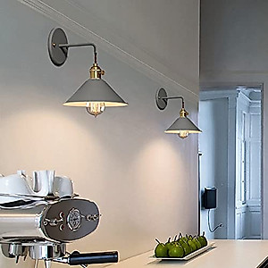 LightInTheBox 2PCS Vintage Wall Sconce, Retro Wall Light Fixture Metal Nordic Wall Lamp for Vanity Bedroom Aisle Grey