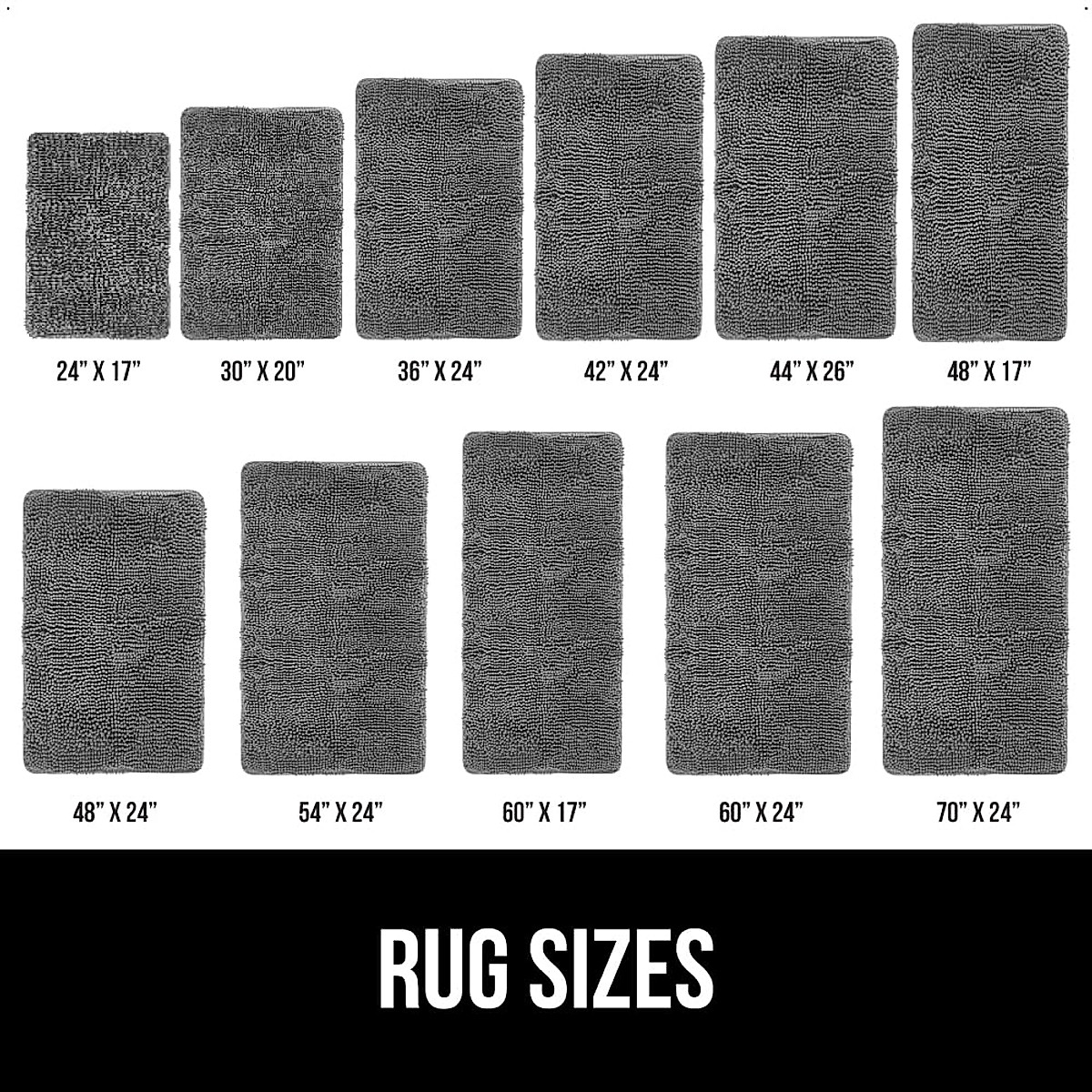 Gorilla Grip Bath Rug 30x20, Thick Soft Absorbent Chenille, Rubber Backing Quick Dry Microfiber Mats, Machine Washable Rugs for Shower Floor, Bathroom Runner Bathmat Accessories Decor, Grey