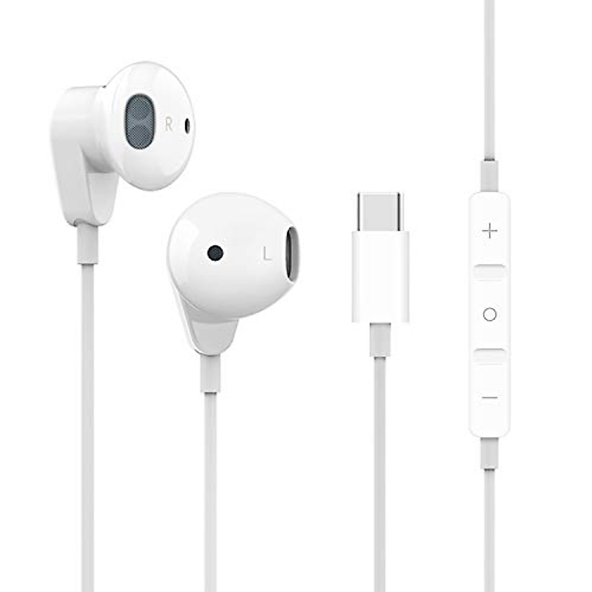 WamGra USB C Headphones, HiFi Stereo Type C Earbuds USB C Earphones with Mic & Volume Control Compatible with Google Pixel 4 3 2 XL,Sony XZ2, OnePlus 6T,MacBook,iPad Pro 2018(Newest Version)-White