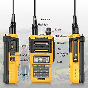 BAOFENG UV-9R PRO Dual Band Two-Way Radio Ham Radio Waterproof IP67 Transceiver Walkie Talkie Rechargeable 8W Ham Radio Upgraded Version of UV-5R with Type-C Charger Cable