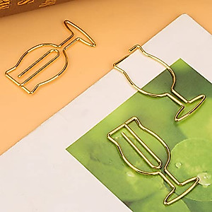 10pcs Gold Paper Clips, Electroplating Metal Goblet Shaped Paper Clip Funny Stationery Bookmark Marking Clip Works as Paper Clips, File Clips, Bookmarks