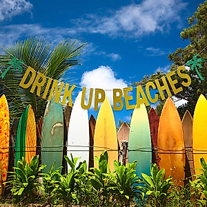 Gold Glitter Hawaii Beaches Banner Hawaii Beaches Coconut Tree Banner- Hawaii Luau Summer Beach Party Decoration Supplies