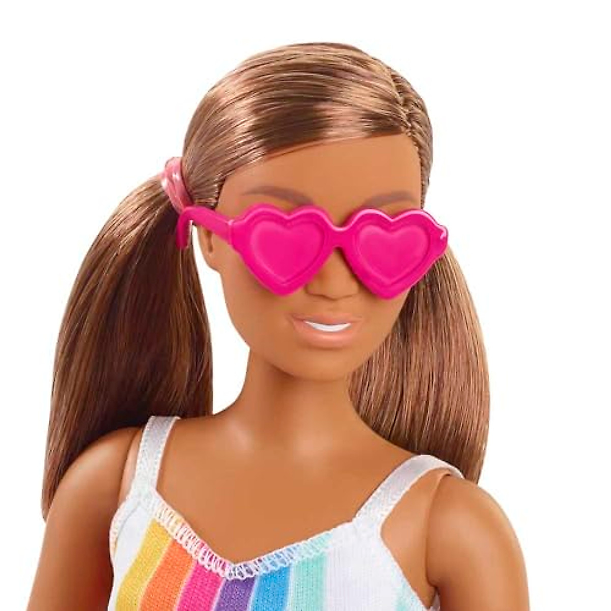 Barbie Loves the Ocean Doll with Brown Hair, Colorful Dress & Accessories, Doll & Clothes Made From Recycled Plastics