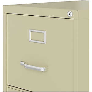 Scranton and Co 22" Deep 4 Drawer Letter File Cabinet in Putty, Fully Assembled