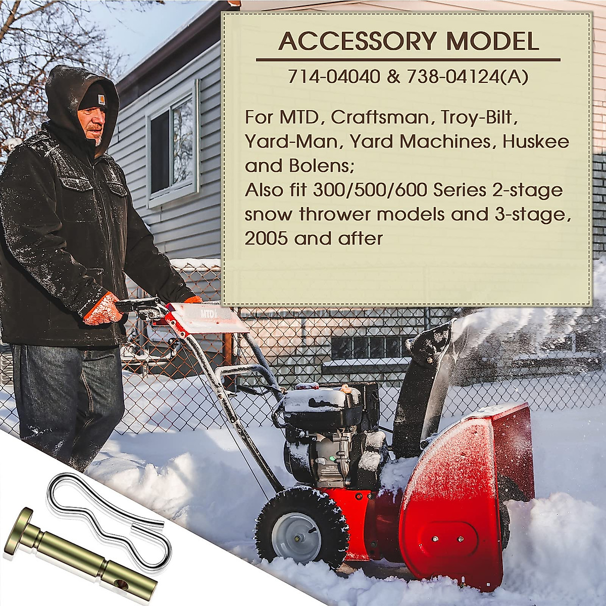 Lasnten Shear Pin and Cotter Pin Kit Snow Blower Shear Pin 738-04124A and 714-04040 for Snow Blower (30)